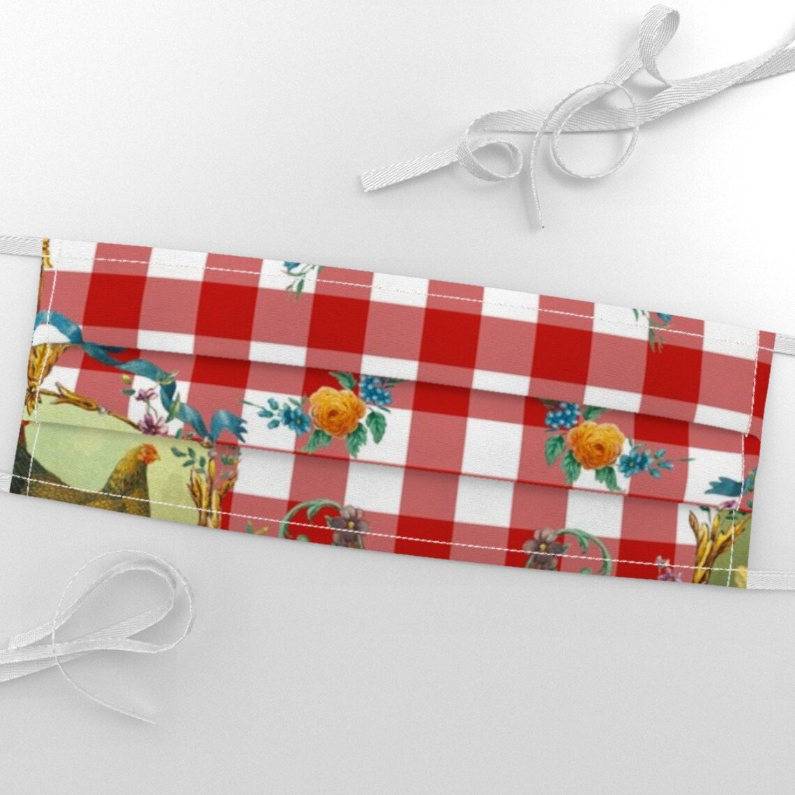 Gingham Chickens Fabric Le Toile De Poulet Strawberry - Etsy