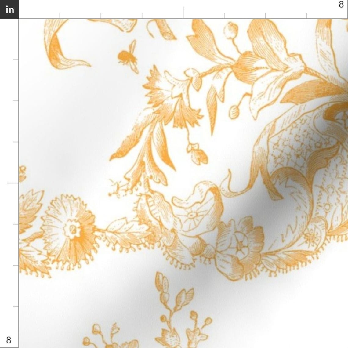 Toile Yellow Vintage Fabric Bronwyn Toile Citrus by Lilyoake - Etsy