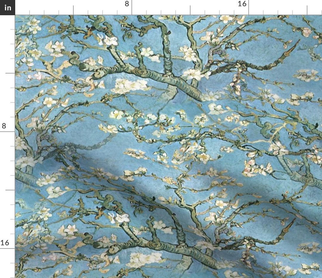 Vintage Botanical Fabric Branches of an Almond Tree in Blossom by ...