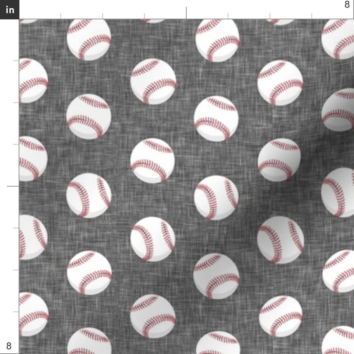 Baseball Game Fabric Baseballs Grey Texture by - Etsy
