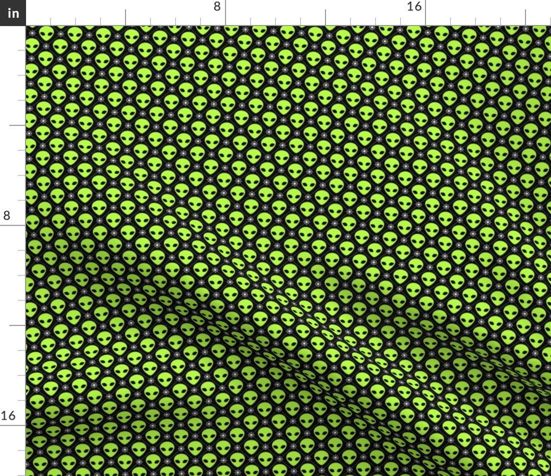 Neon Aliens Fabric Alien Star Small by Shala Sci-fi Outer Space Aliens ...