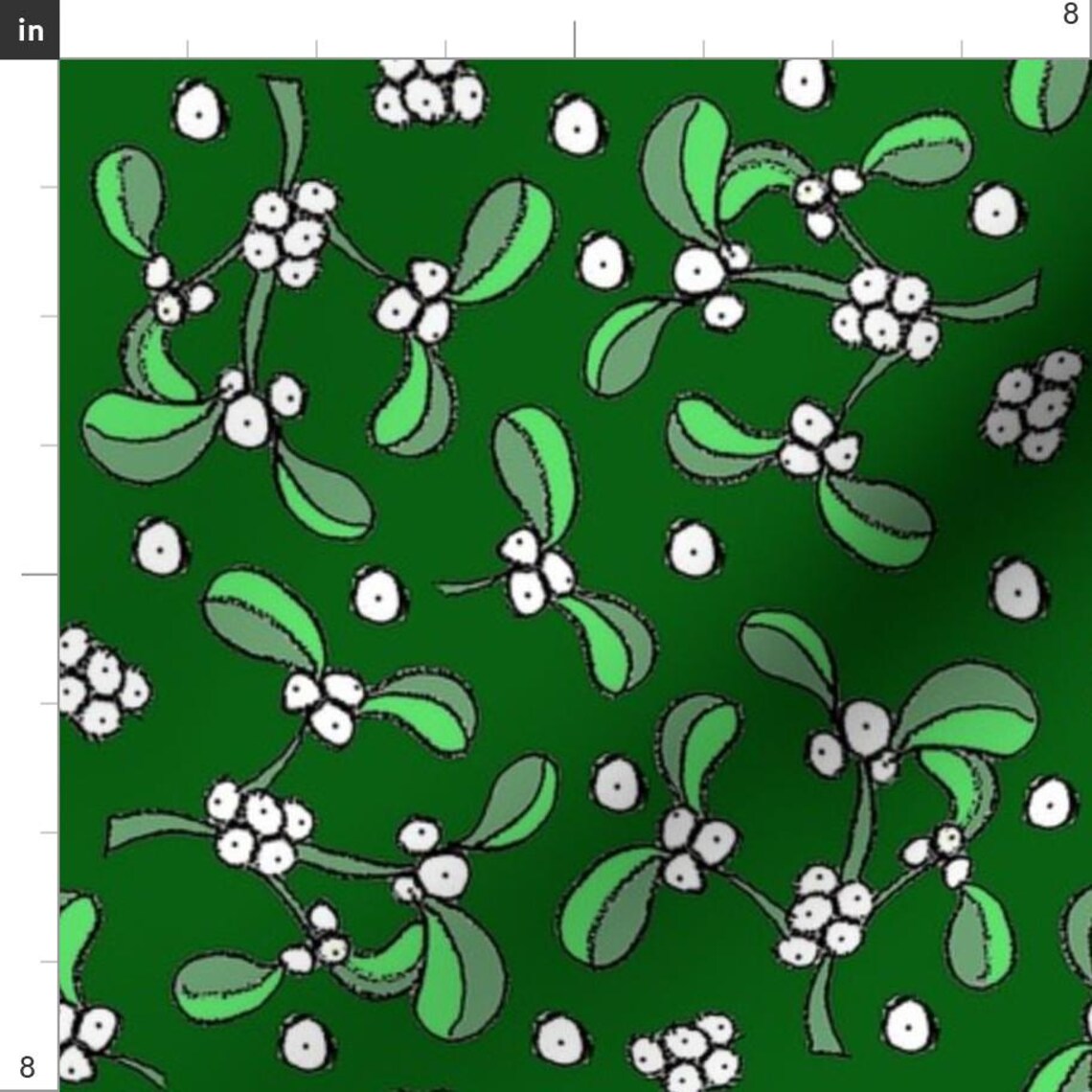 Mistletoe Fabric - Ditzy Mistletoe by Leroyj - Mistletoe Holiday Winter ...