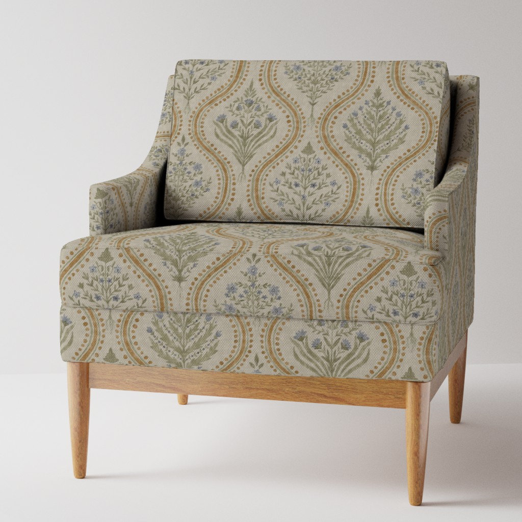 Traditional Damask Upholstery Fabric Dusty Blue Damask by - Etsy