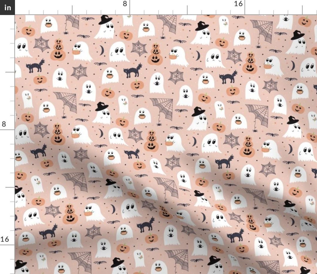 Pink Halloween Fabric Mostly Ghostly by Lizzysue Spider Web Ghosts ...