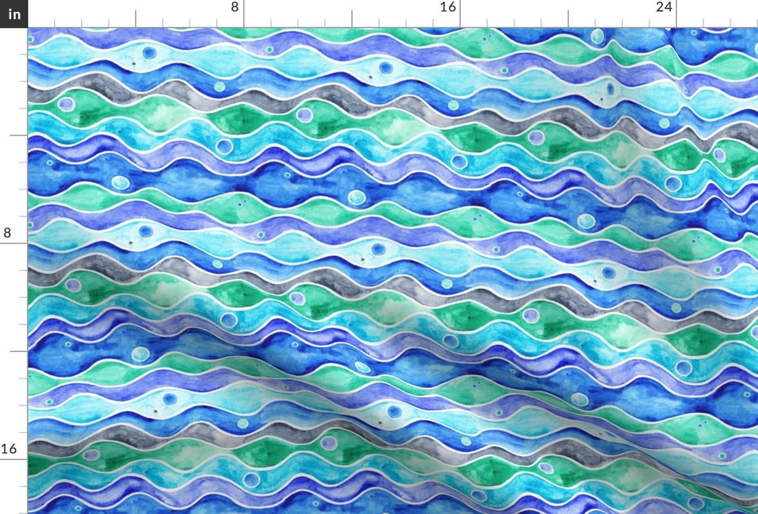 Ocean Waves Fabric - Ocean Pattern by Timone - Summer Ocean Waves ...