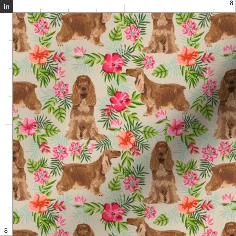 Cocker Spaniel Fabric Cocker Spaniel Hawaiian Sand Tan By | Etsy