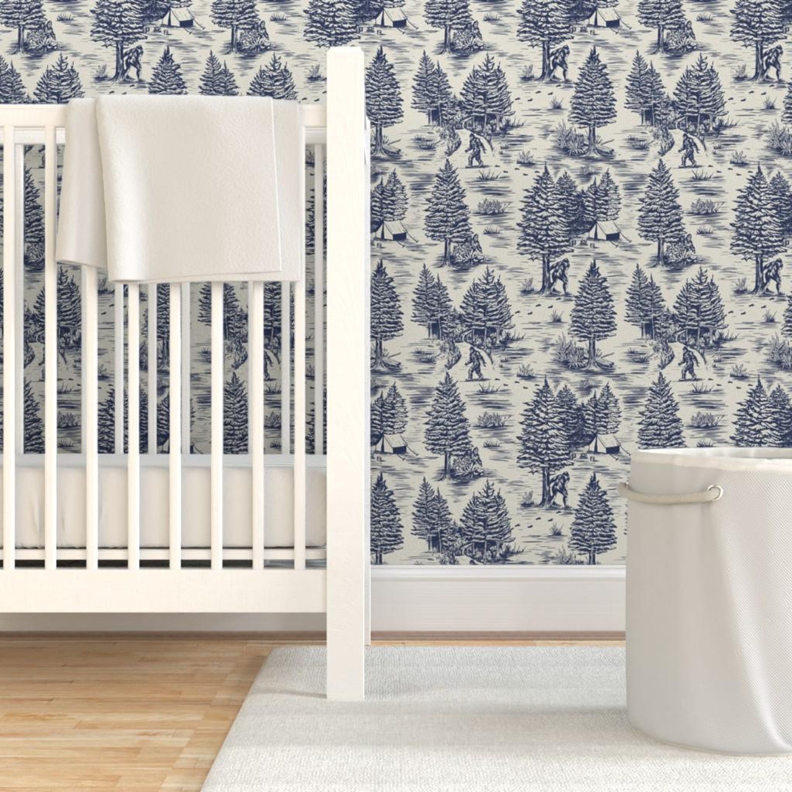 Blue Sasquatch Removable Peel and Stick Wallpaper - Bigfoot Camping ...
