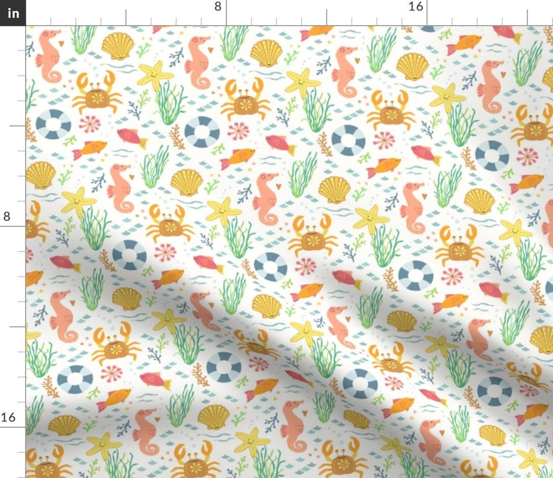 Nursery Ocean Animals Beach Fabric Under the Sea Small Scale by ...
