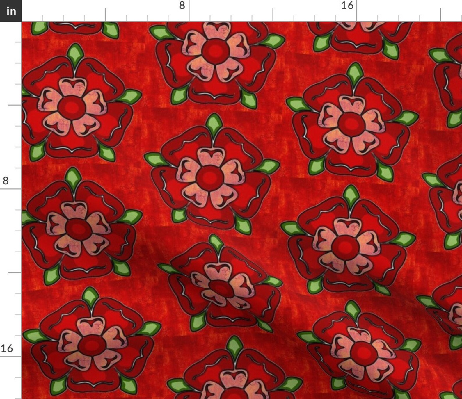 Red Rose Fabric Rose by Dogdaze Red Retro Rose Cotton - Etsy