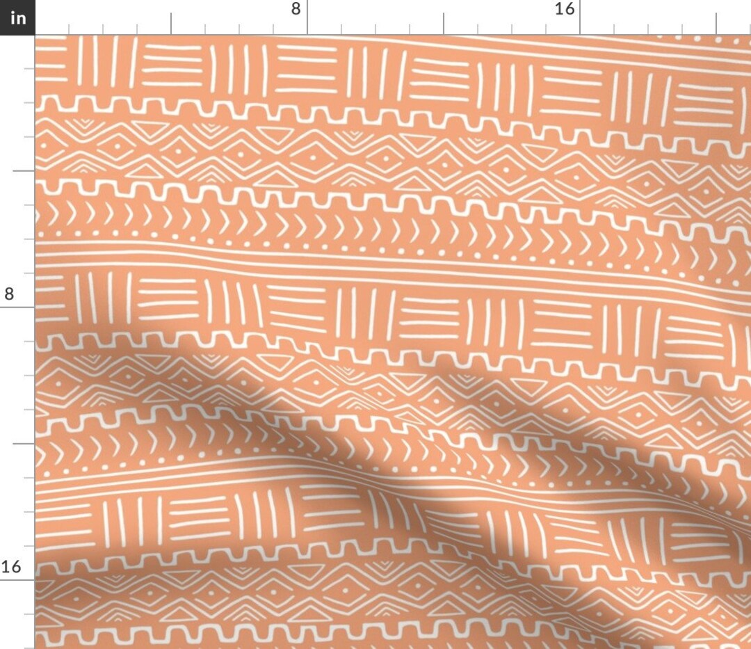 Orange Aztec Design Mud Cloth Fabric Mudcloth on Orange by ...