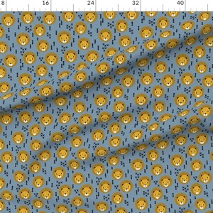 Happy Lions Fabric - Lion Head Lion Kids Nursery Baby Boy Blue by ...