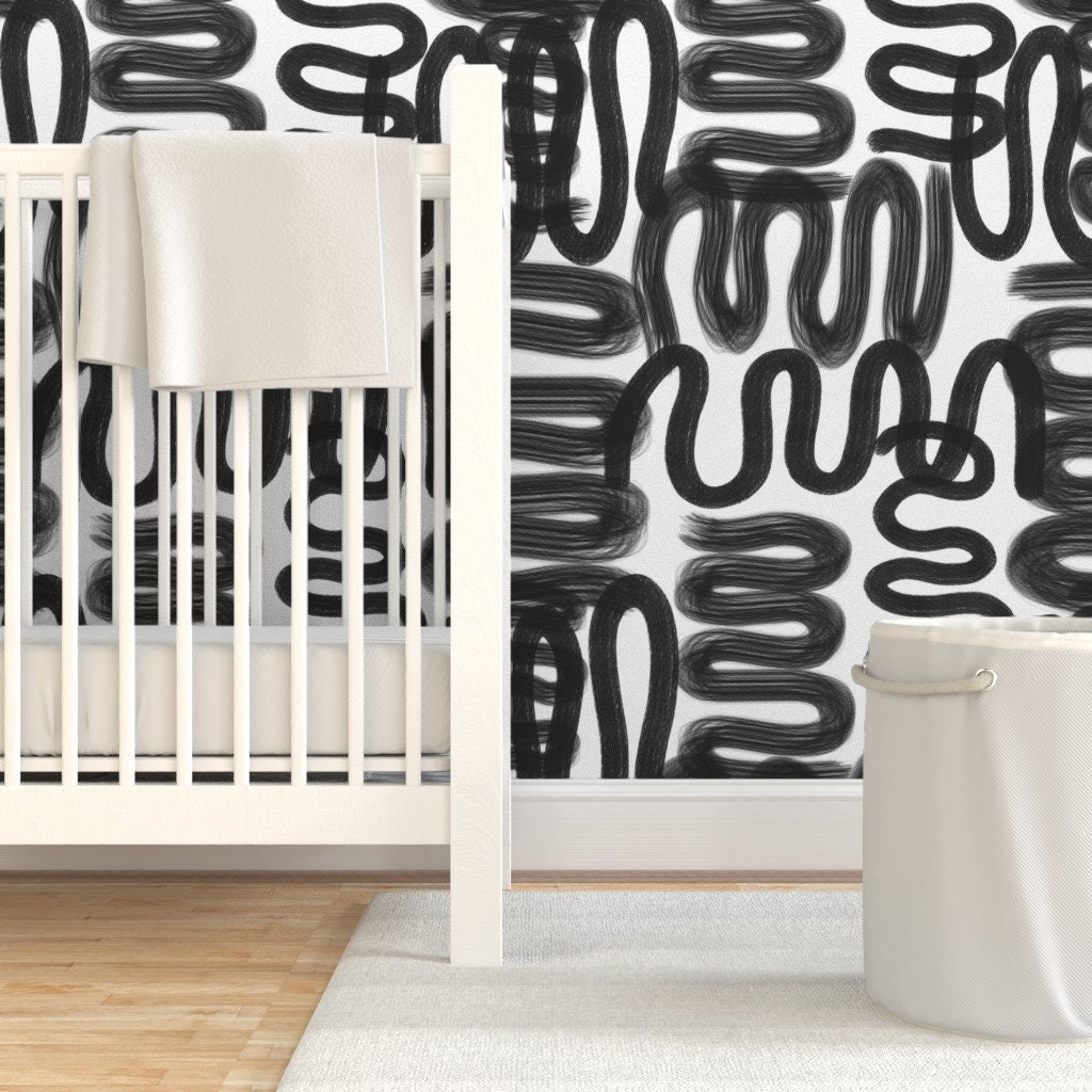 Graffiti Wallpaper Graffiti Squiggle in Black on White by - Etsy