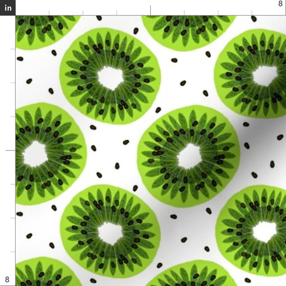 Green Kiwi Fabric - Kiwi by Uramarinka - Green Summer Fruit Cotton ...