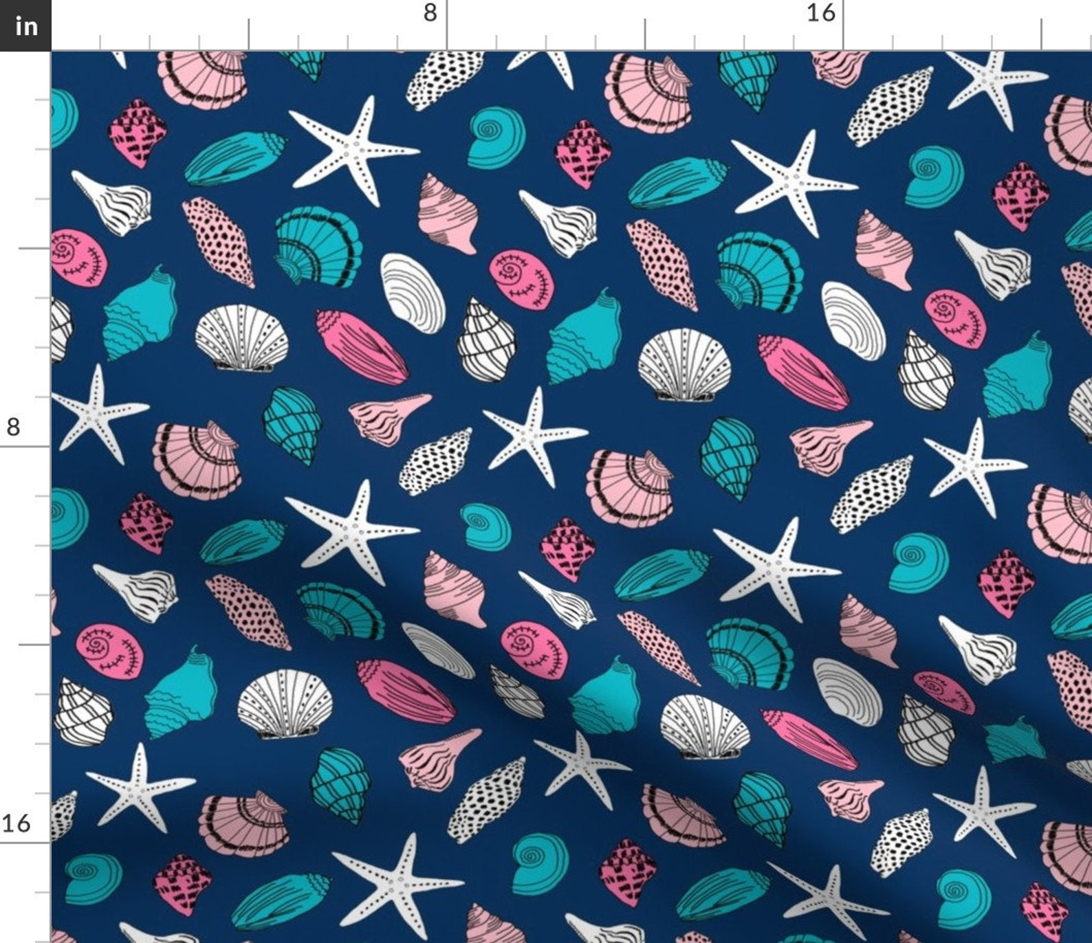 Navy Shells Fabric Seashell Summer Beach Fabric Baby Nursery - Etsy