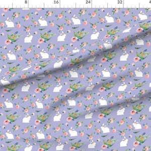 Bunny Fabric Purple Easter Bunnies Spring Floral by Twodreamsshop ...