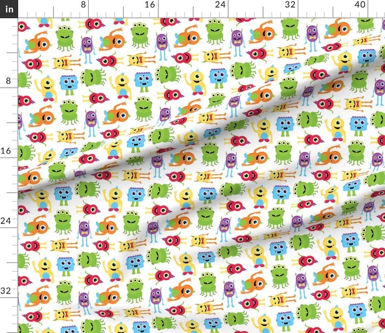 Monster Fabric Cute Little Monsters by Jannasalak Monster - Etsy
