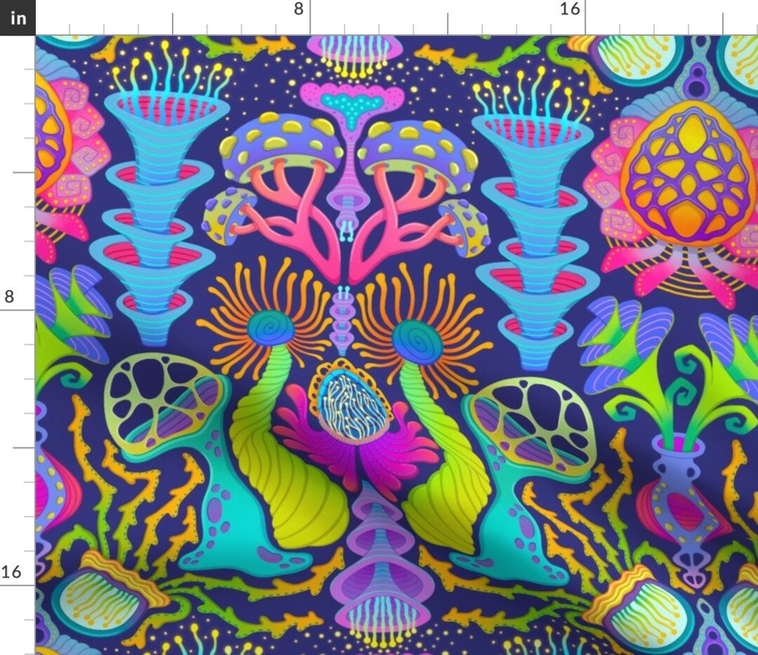 Psychedelic Floral Fabric Otherworldly Botanicals by Cuteteez Alien ...
