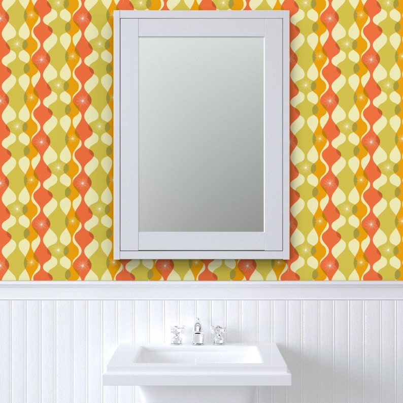 Mid Century Modern Wallpaper Mid Mod Fall Colors by Roofdog - Etsy