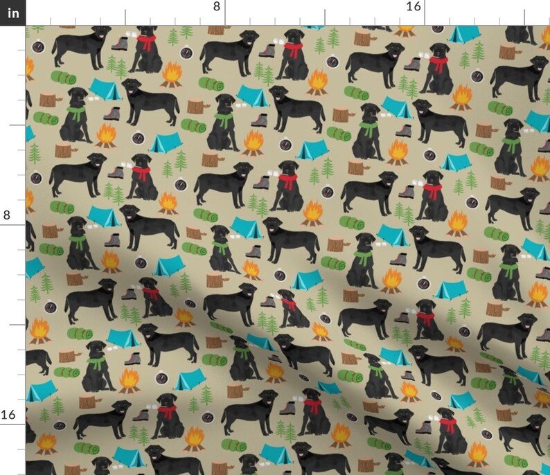 Lab Fabric Black Lab Camping Labrador Retriever Dog Fabric - Etsy