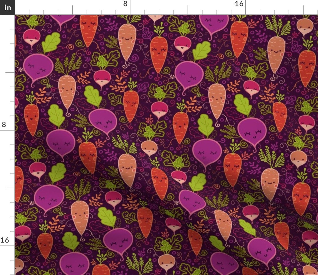 Purple Roots Fabric Root Vegetables Characters by Oksancia - Etsy