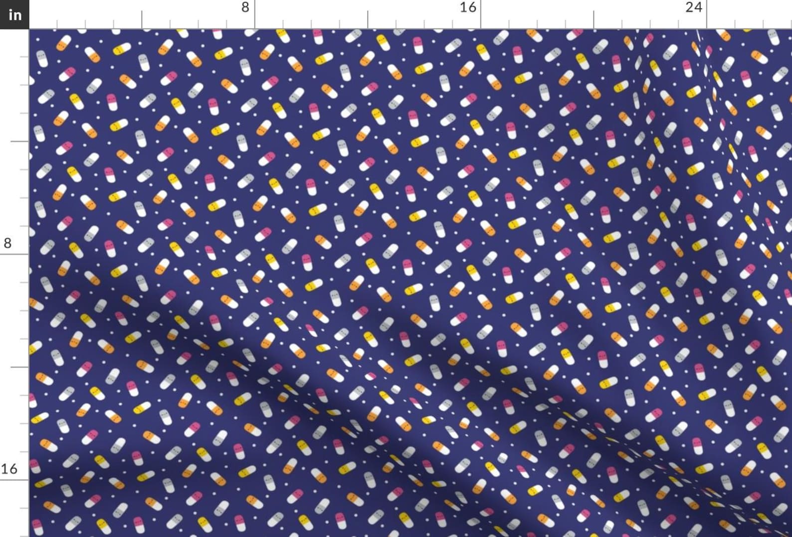 Pills Fabric - Happy Pills - Royal Blue by Clayvision - Pills Medicine ...