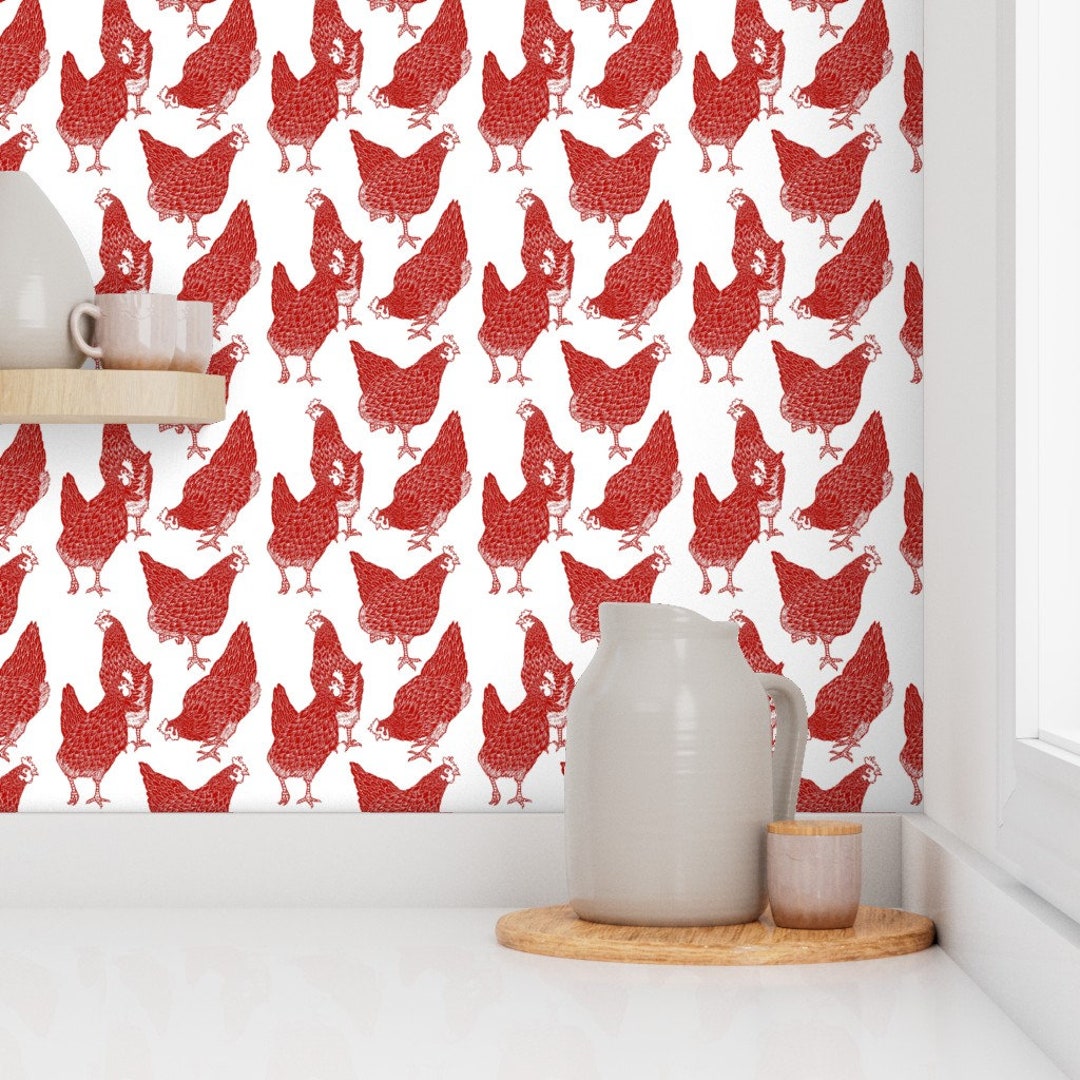 Red Hens Wallpaper - Red Hens by Threebearsprints - Red Hens White ...