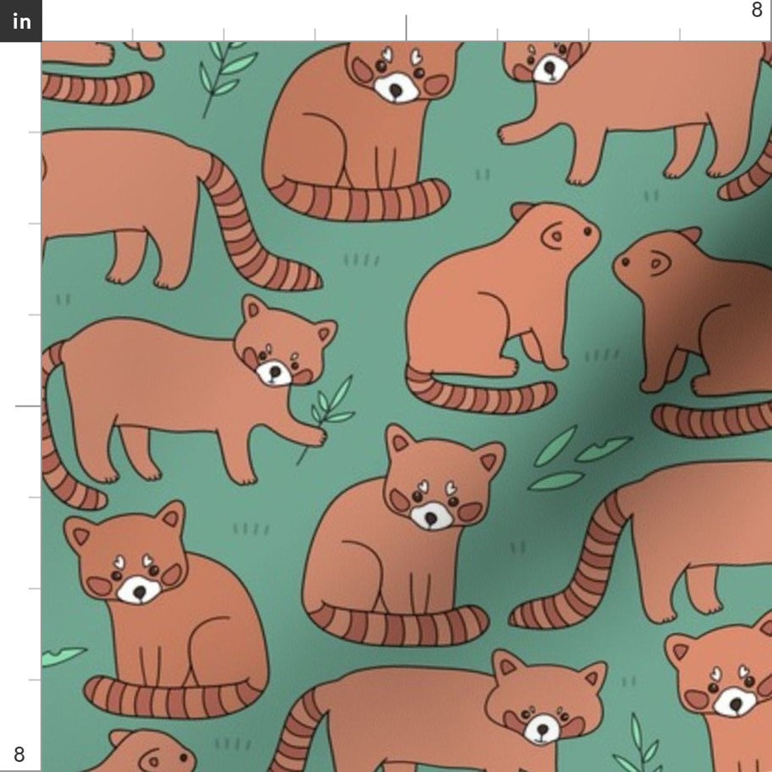 Red Panda Fabric Red Panda Medium By Kostolom3000 Red | Etsy