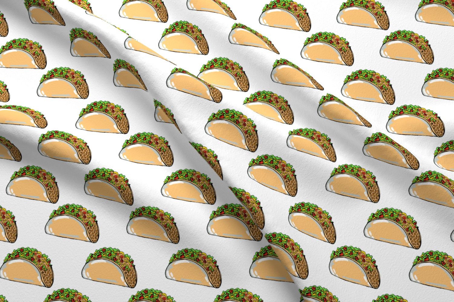Taco Fabric Tacos On White By Tarareed Novelty Tacos Fast | Etsy