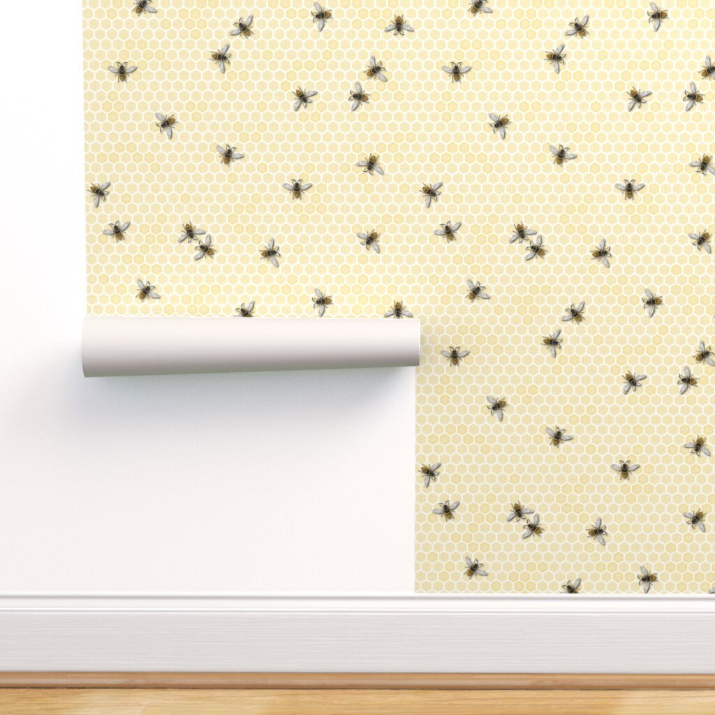 Bee Wallpaper Honey A Bee Farm by Juliesfabrics Bees - Etsy