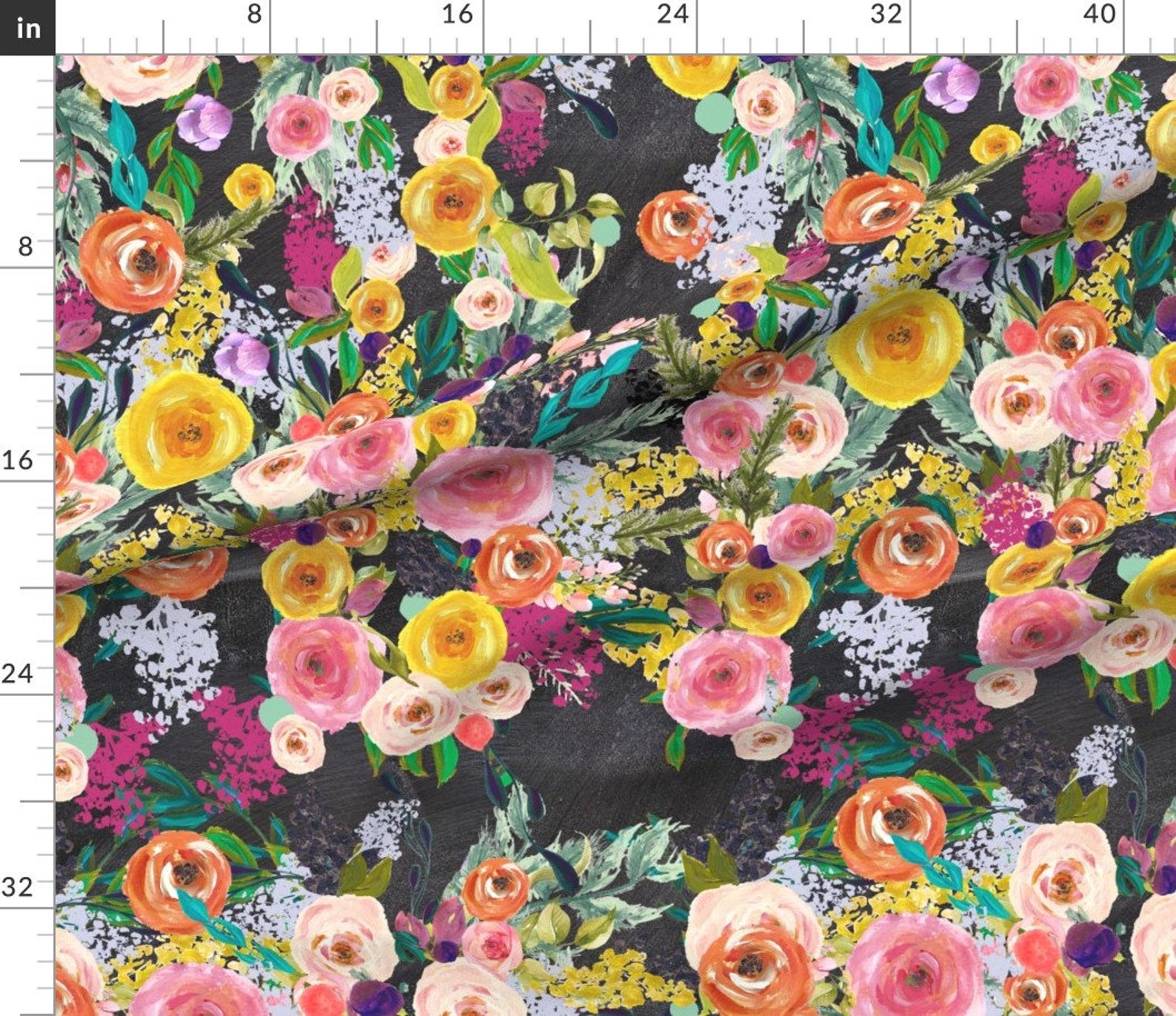 Autumn Blooms Fabric Bright Pastels Floral Print on - Etsy