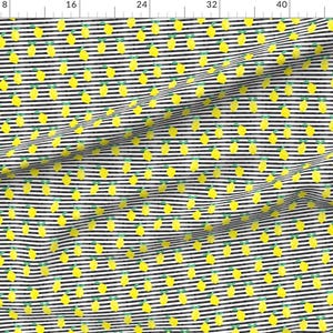 Classic Lemon Stripe Fabric so Fresh Lemons on Black Watercolor Stripes ...