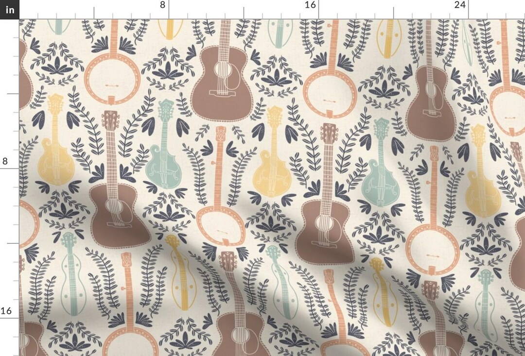 Folk Instruments Fabric - Music Room by Katie_hayes - Guitar Banjo ...