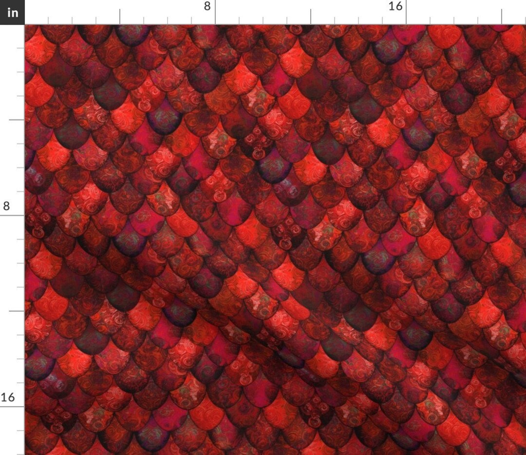 Mermaid Tail Red Scales Fabric Dark Red Mermaid or Dragon - Etsy