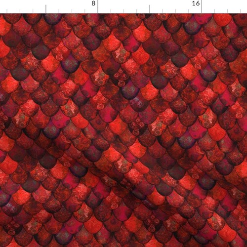 Mermaid Tail Red Scales Fabric Dark Red Mermaid or Dragon - Etsy