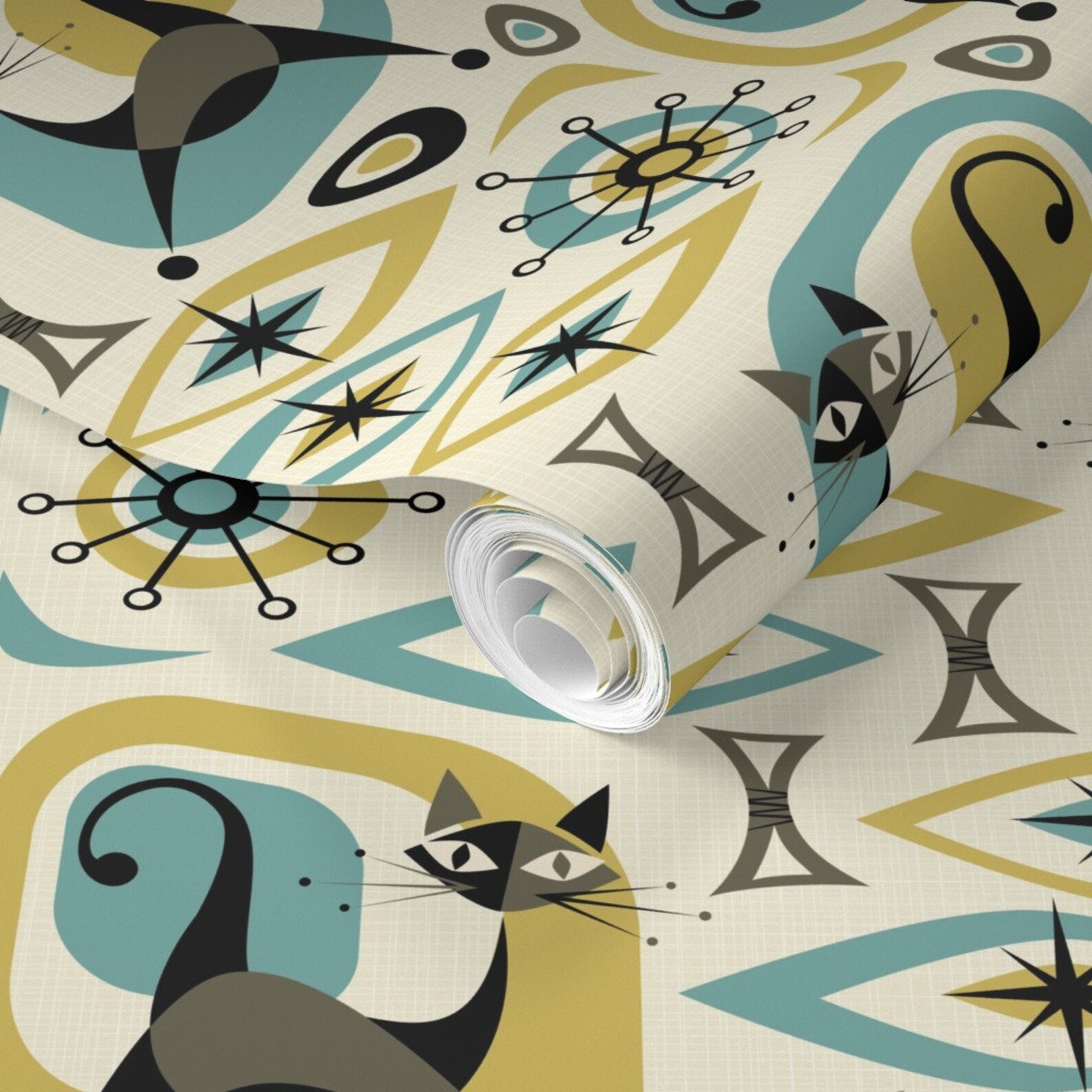 MCM Wallpaper Mid Century Cat Abstract by Studioxtine - Etsy
