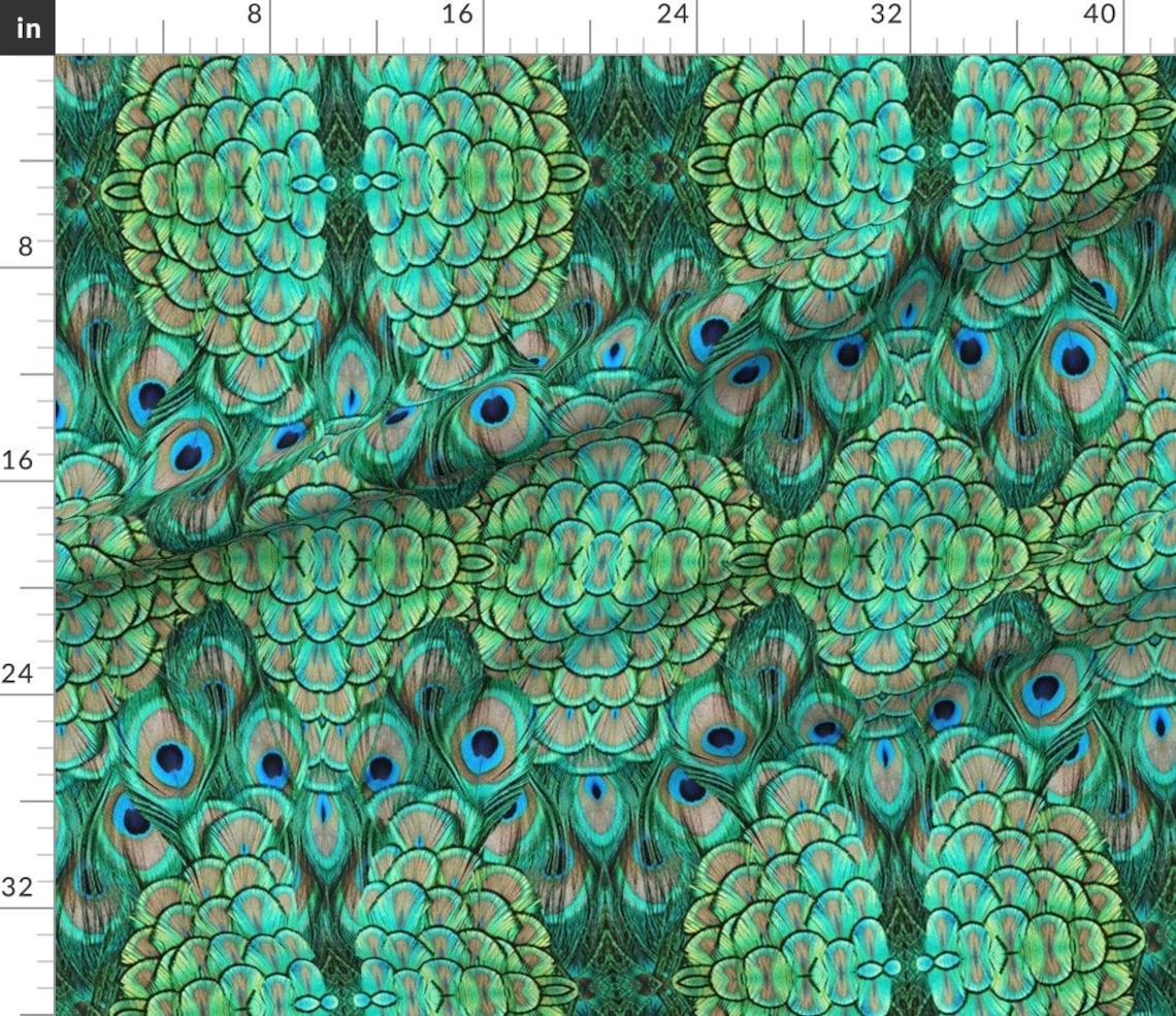 Peacock Fabric Peacock 3 Large by Glimmericks Peacock | Etsy