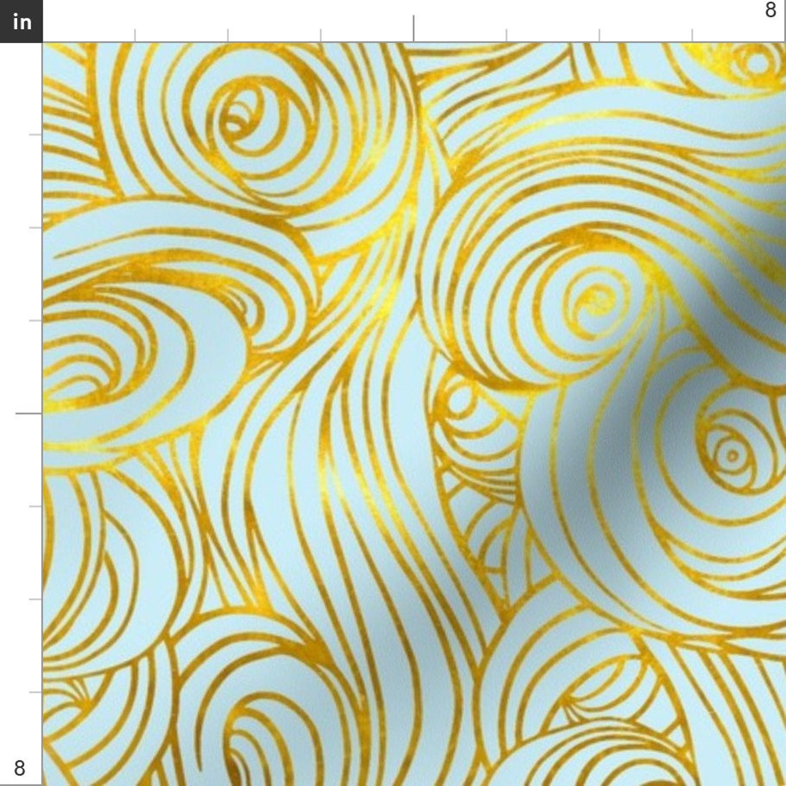 Golden Waves Fabric Gilded Clouds by Willowlanetextiles | Etsy