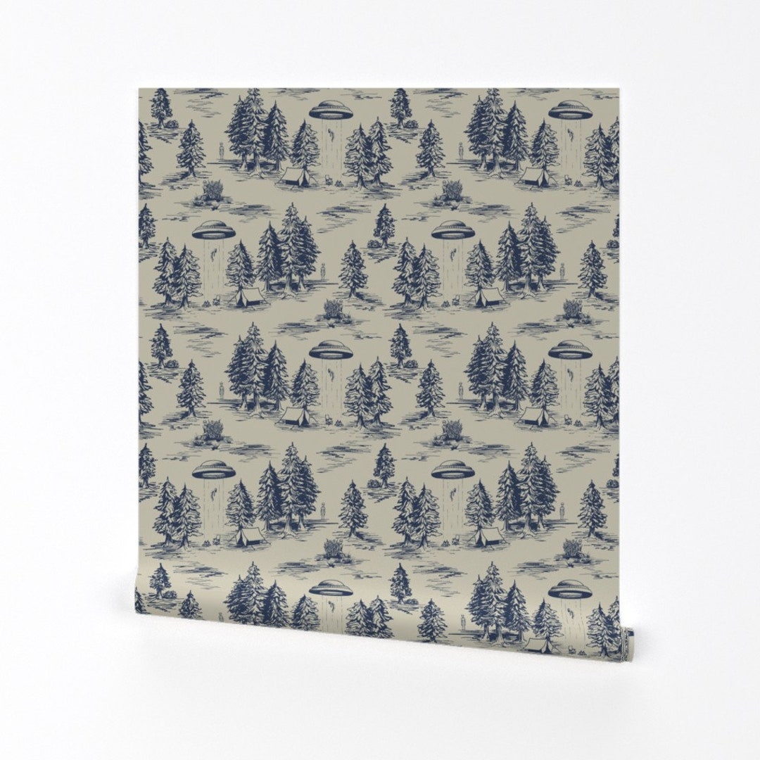 Alien Wallpaper Blue Alien Abduction Toile by Somecallmebeth Small ...