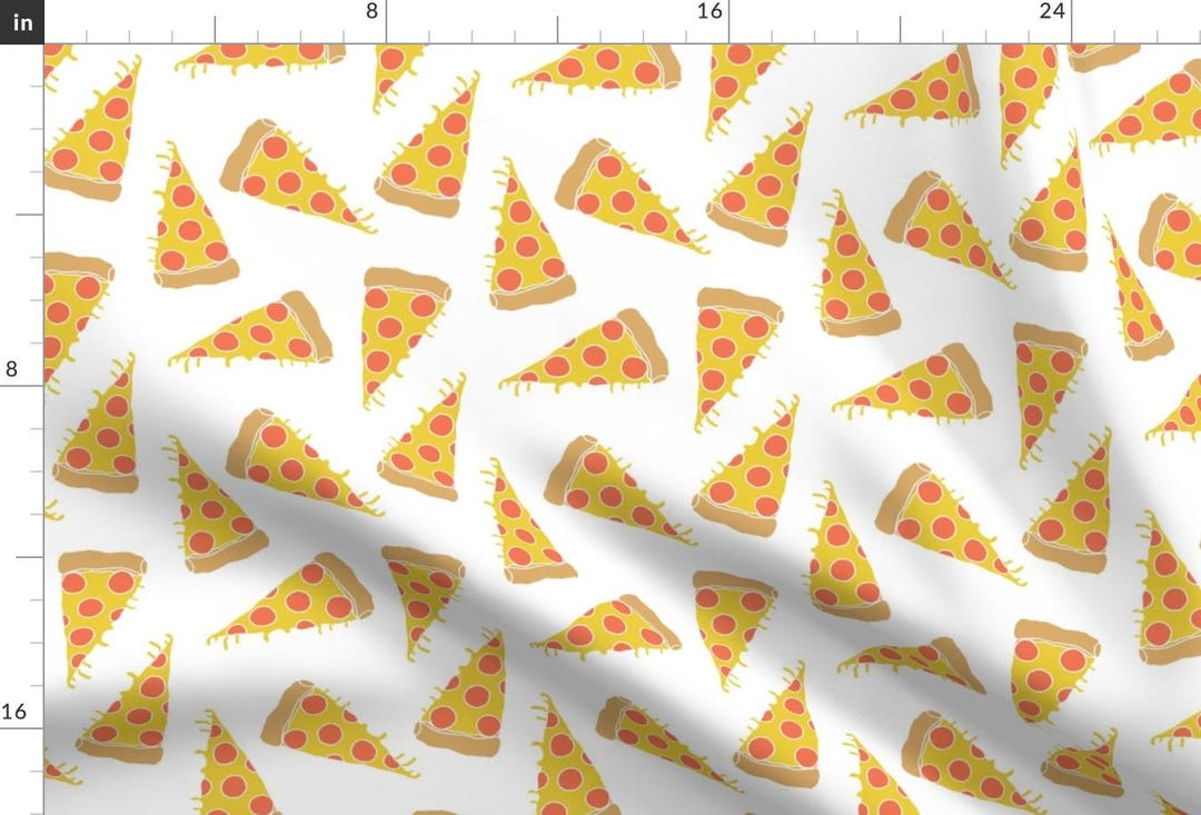 Pizza Fabric - Pizza // Junk Food Kids White Background Pizza Print by ...