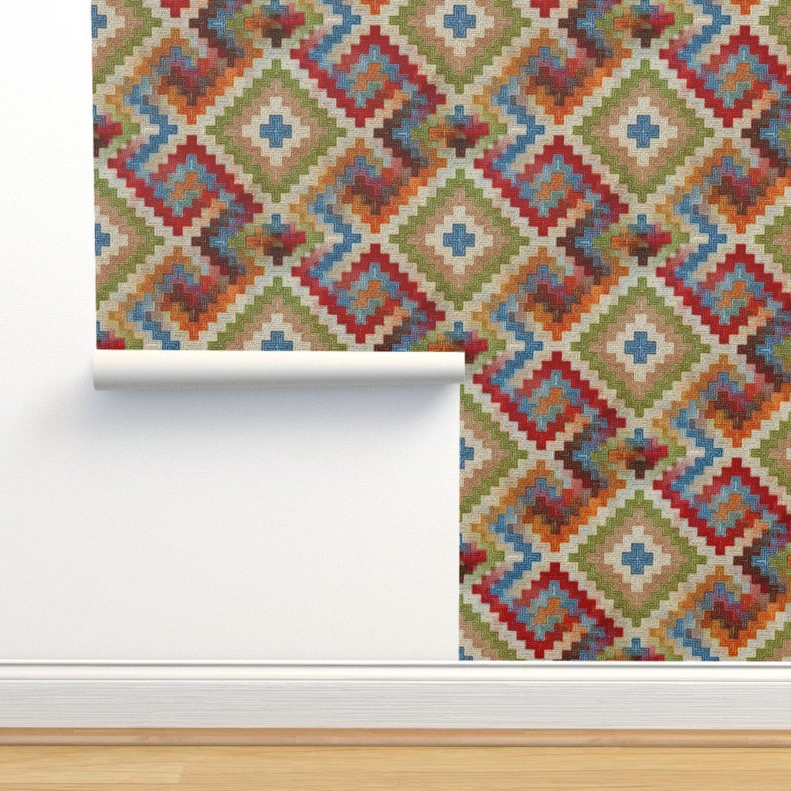 Kilim Wallpaper Kilim Rug Design by Amy G Colorful - Etsy