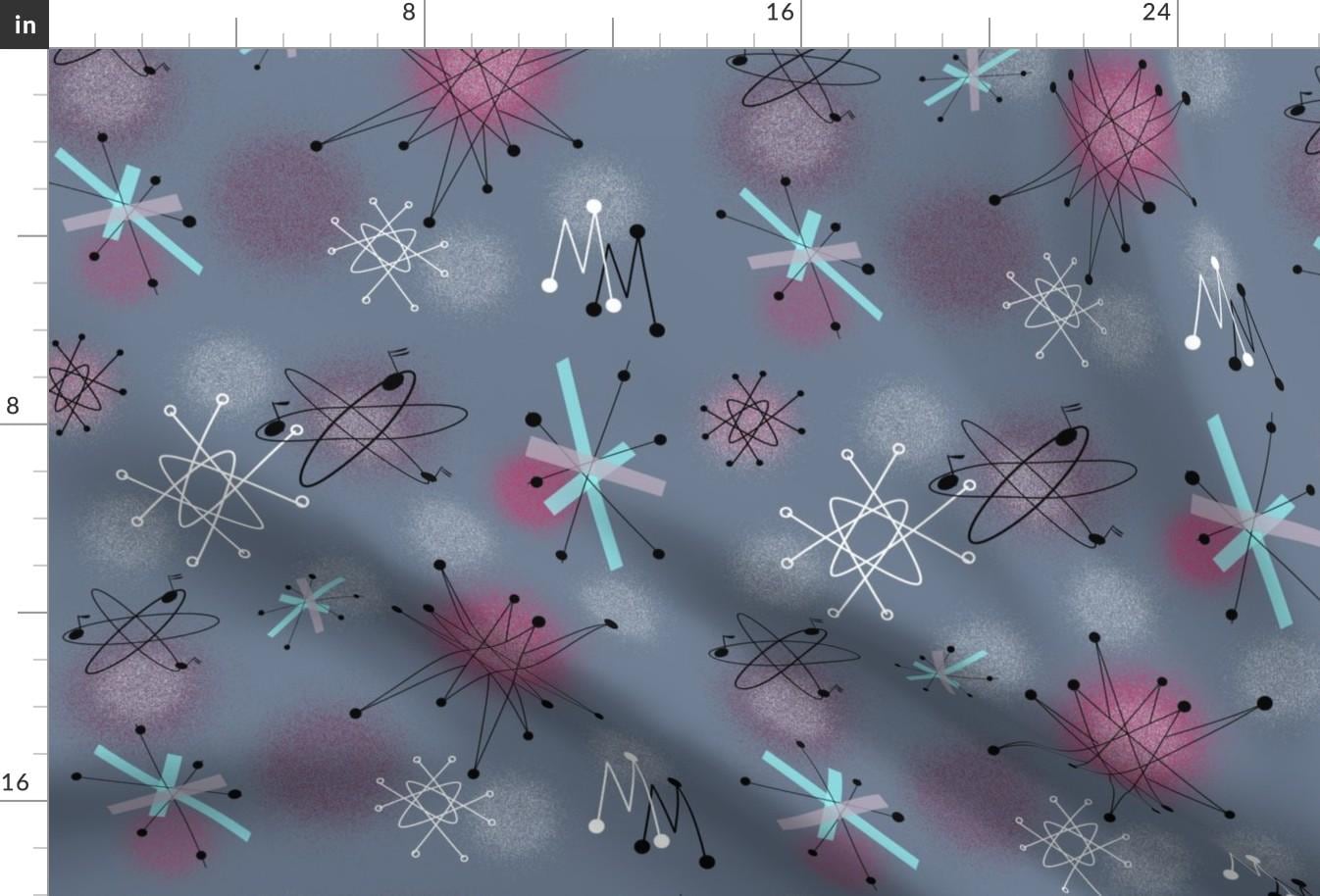 Mid Mo Atomic Purple Science Pattern Fabric - Mod Music - Blue Skies by ...
