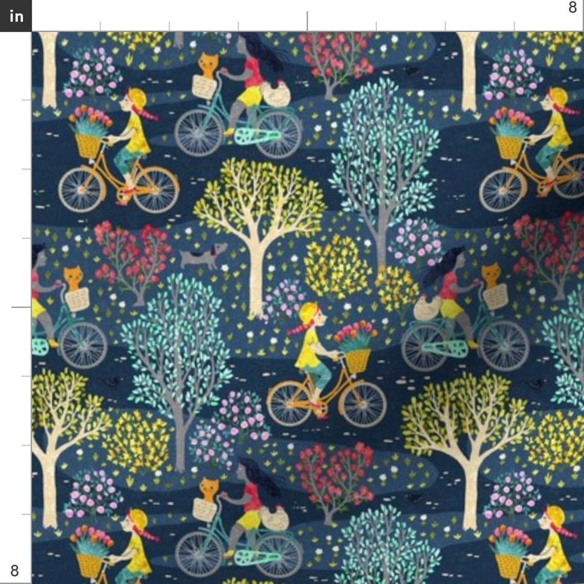 Cycling Fabric Cyclingblue by Gaiamarfurt Cycling Cotton | Etsy