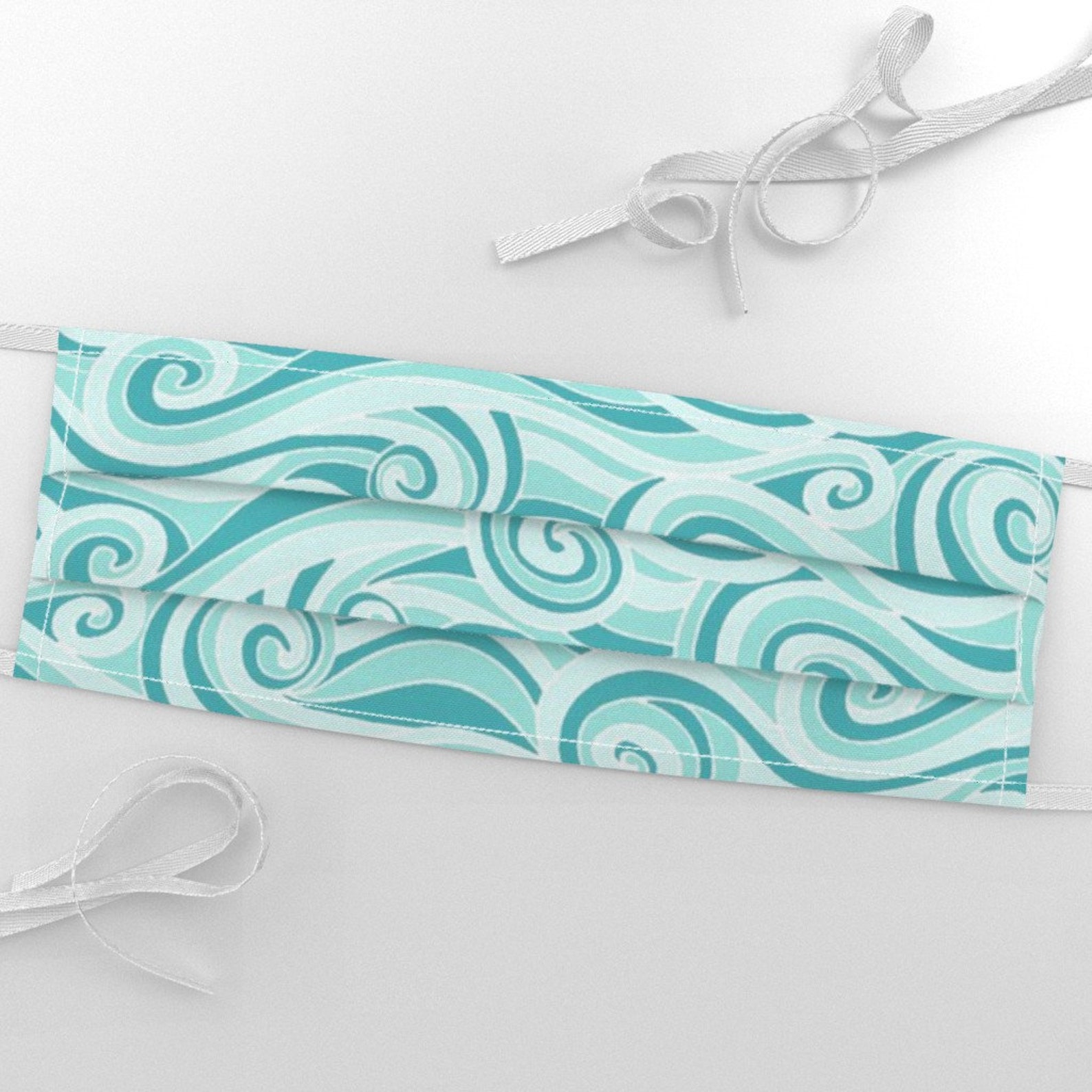 Ocean Waves Fabric Ocean Waves Aqua by Littlerhodydesign | Etsy