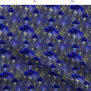 Lightning Storm Fabric Lightning Grey/blue by Andreaalice - Etsy