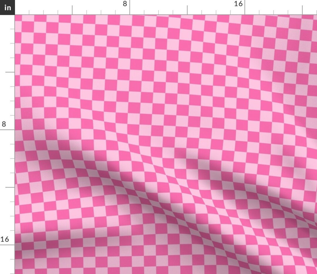 Bright Retro Check Fabric Pink Checkerboard by Camilaprints Bubblegum ...