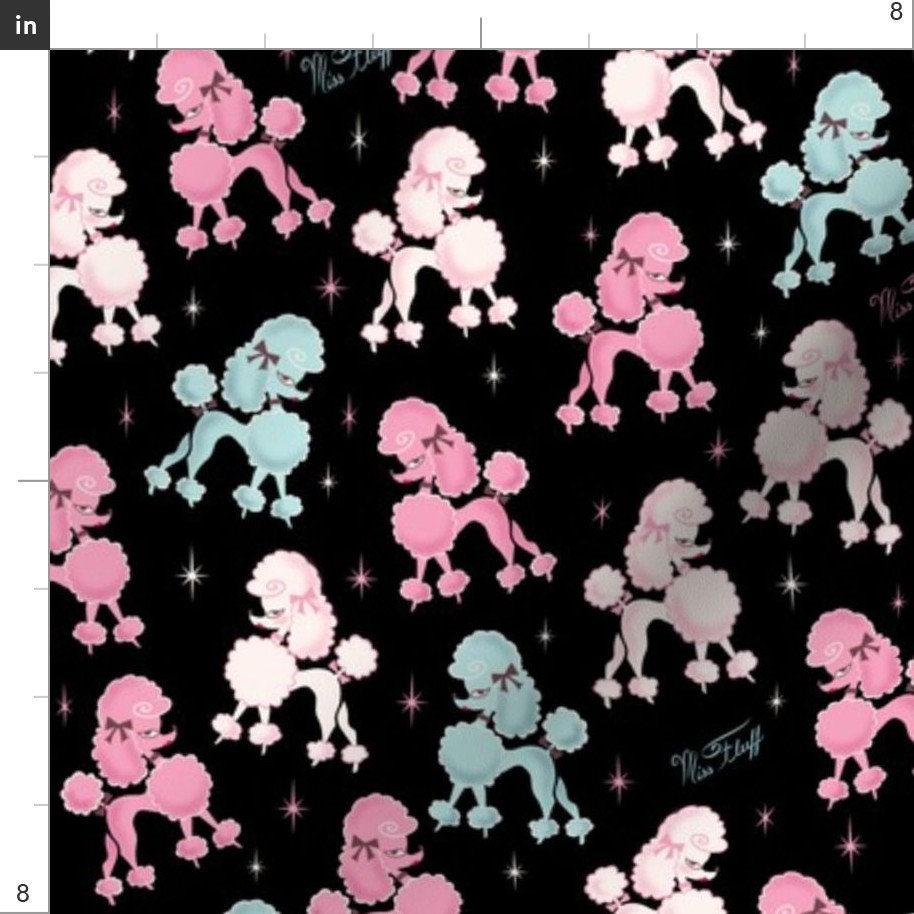 Pretty Poodles Fabric Poodlerama by Miss Fluff Retro Pet | Etsy
