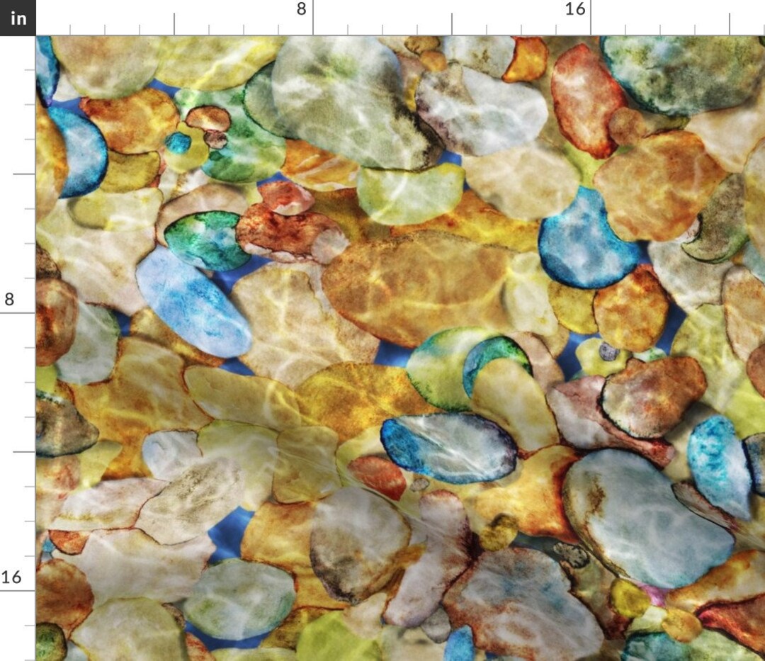 River Rocks Fabric River Rocks by Vo Aka Virginiao River Rocks Water ...
