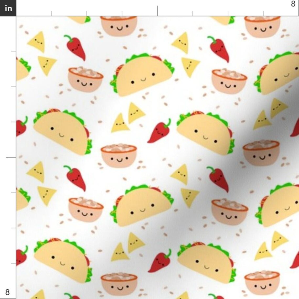 Taco Party Fabric - Taco Tuesday by Clayvision - Taco Kawaii Mexican ...
