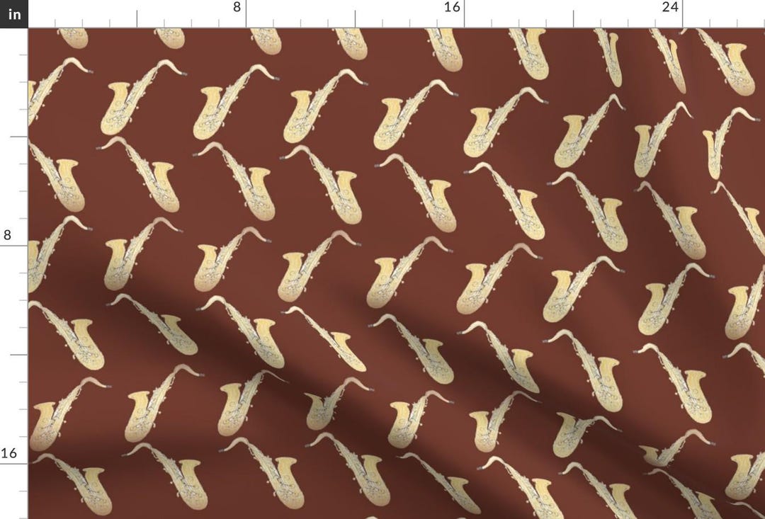 Saxophones Fabric - Tenor Alto Saxophone Rust Brown Musician Band Jazz ...