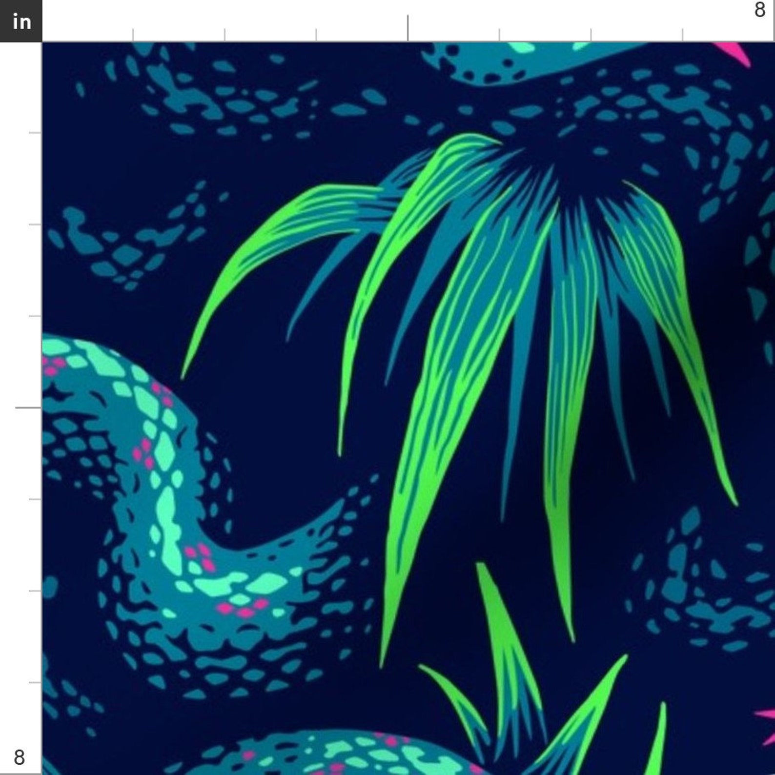 Tropical Snakes Fabric Mr Snake in the Rainforest Green by - Etsy